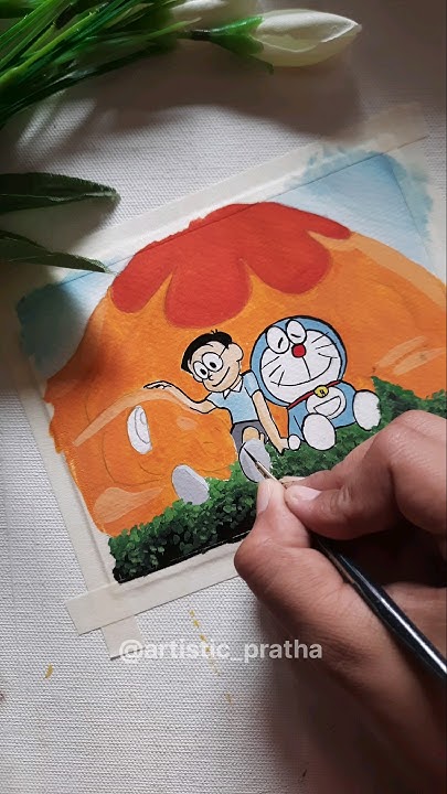 Doraemon drawing 🌻 How to draw doraemon 💖 #shorts #doraemon # ...