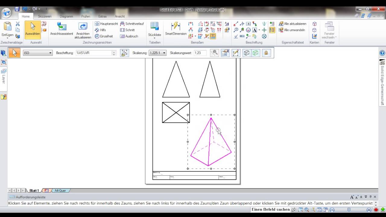Solid Edge: Druck - Pyramide - YouTube