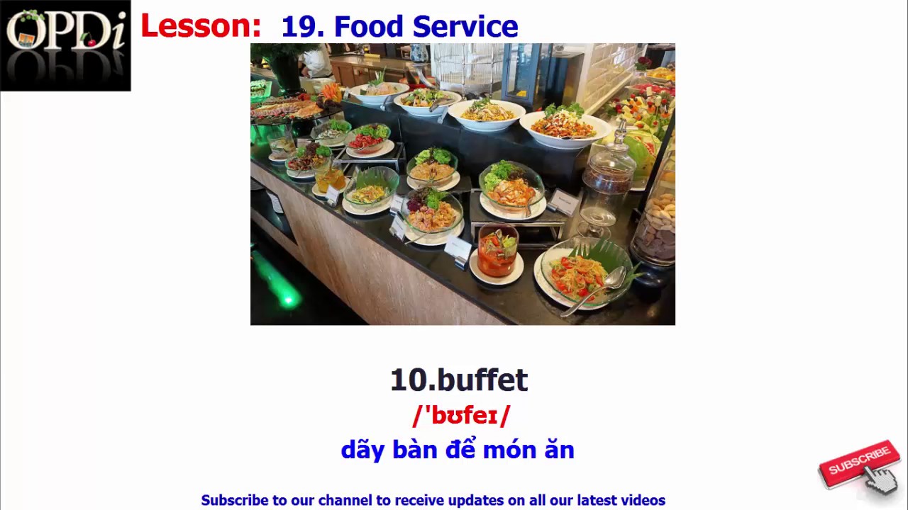 Oxford dictionary - 19. Food Service - learn English vocabulary with ...