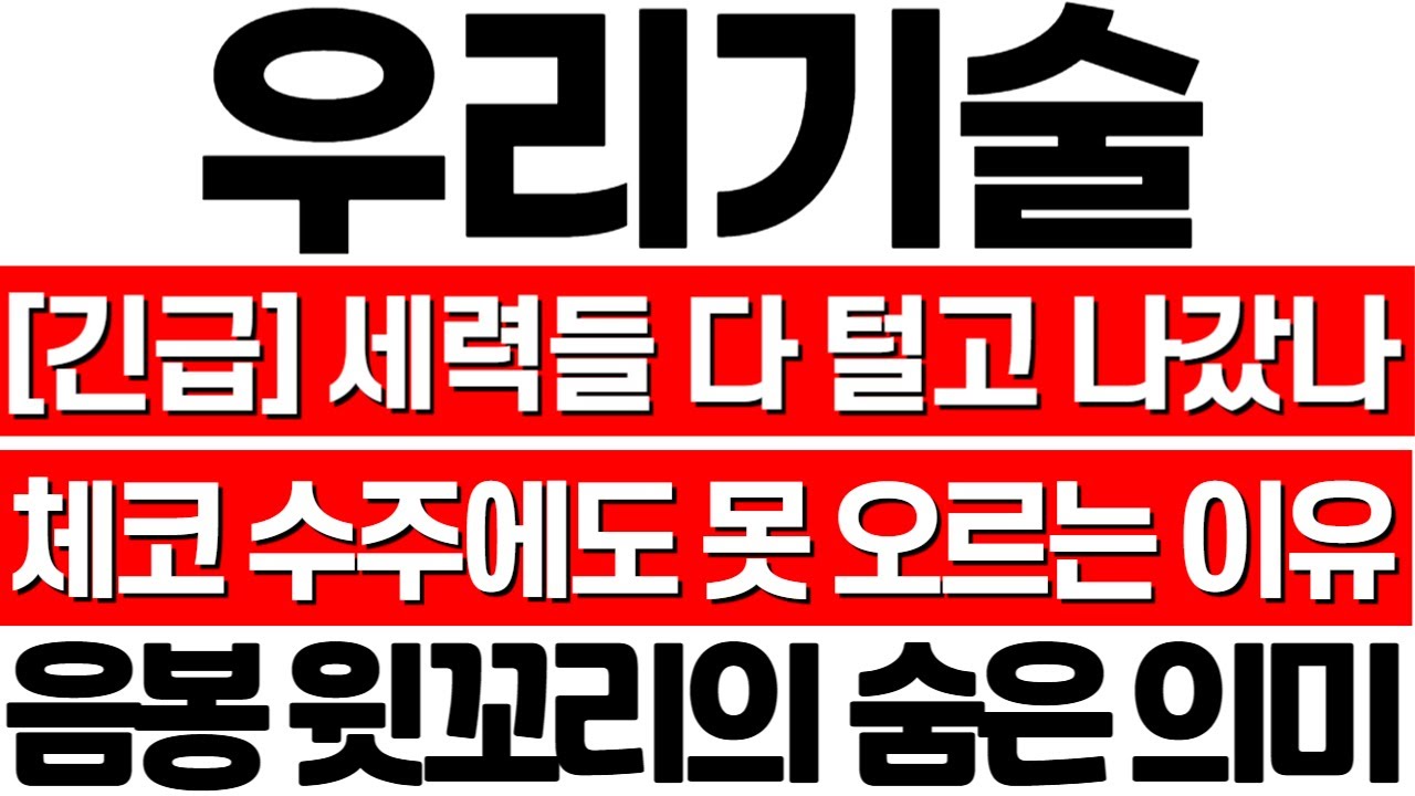 우리기술 주가 전망 체코 원전 수주 확정에도 힘을 못 쓴다 절대 속지 마세요 긴급 대응 전략 우리기술 주식 분석 우리기술 목표가 단테 우리기술 김건희 우리기술