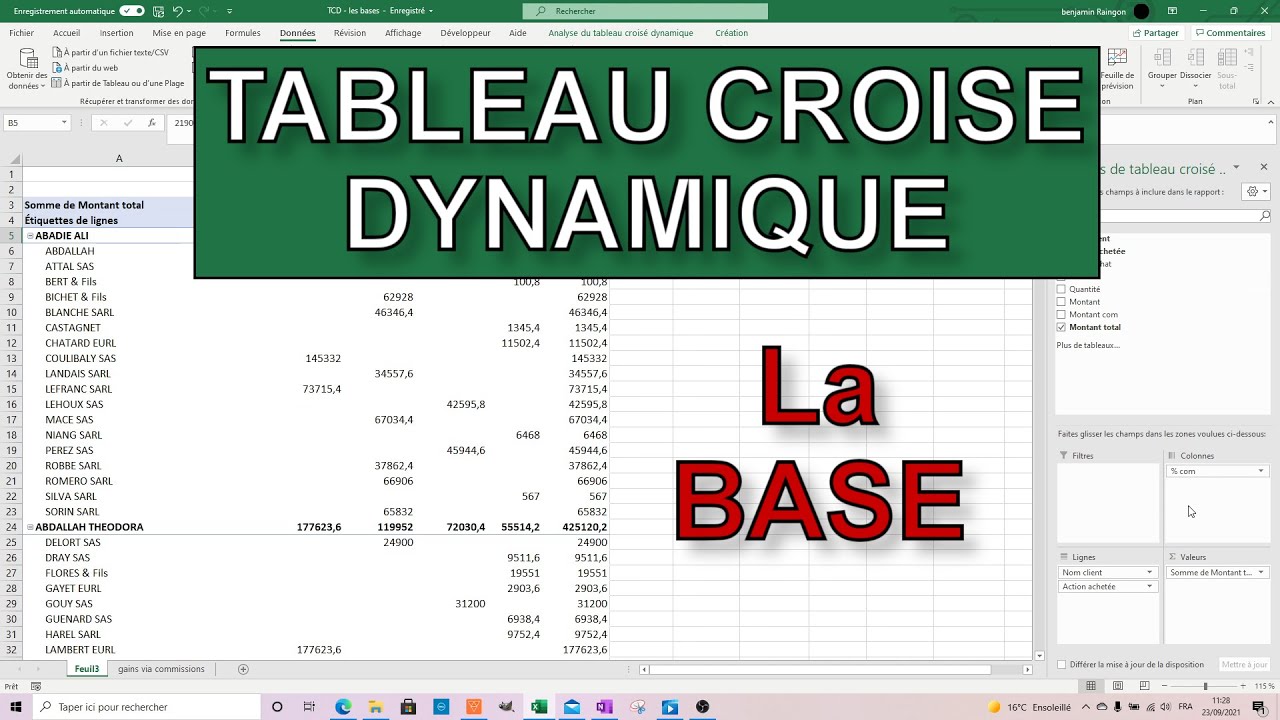 Tuto : tableau croisé dynamique - les bases - YouTube