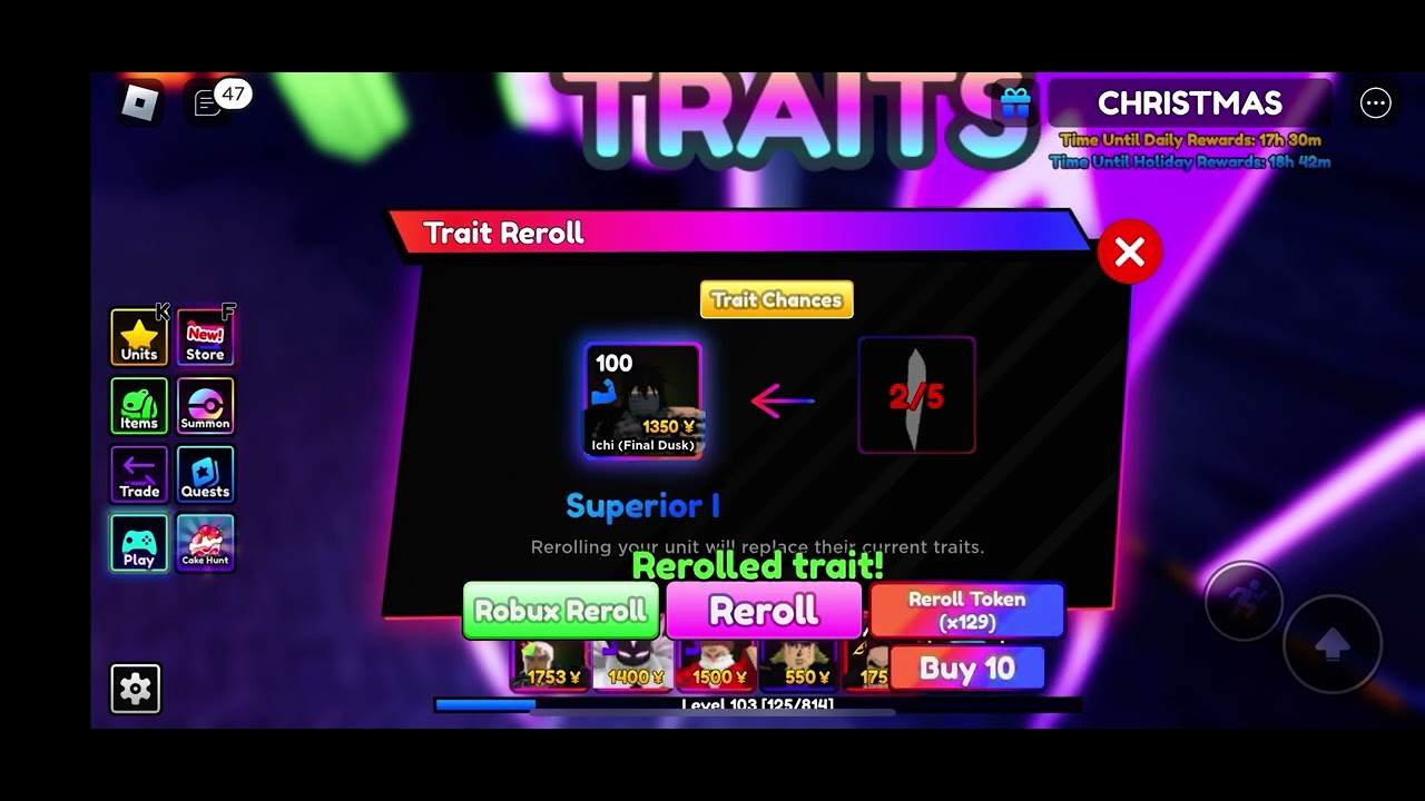 250 trait rerolls for unique anime adventure Roblox ⭐️ - YouTube