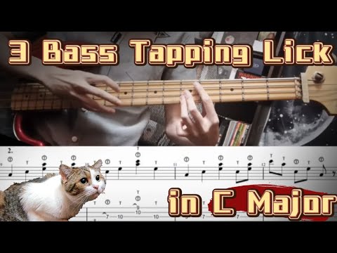 3 Easy Bass Tapping Lick in C Major with tab - YouTube