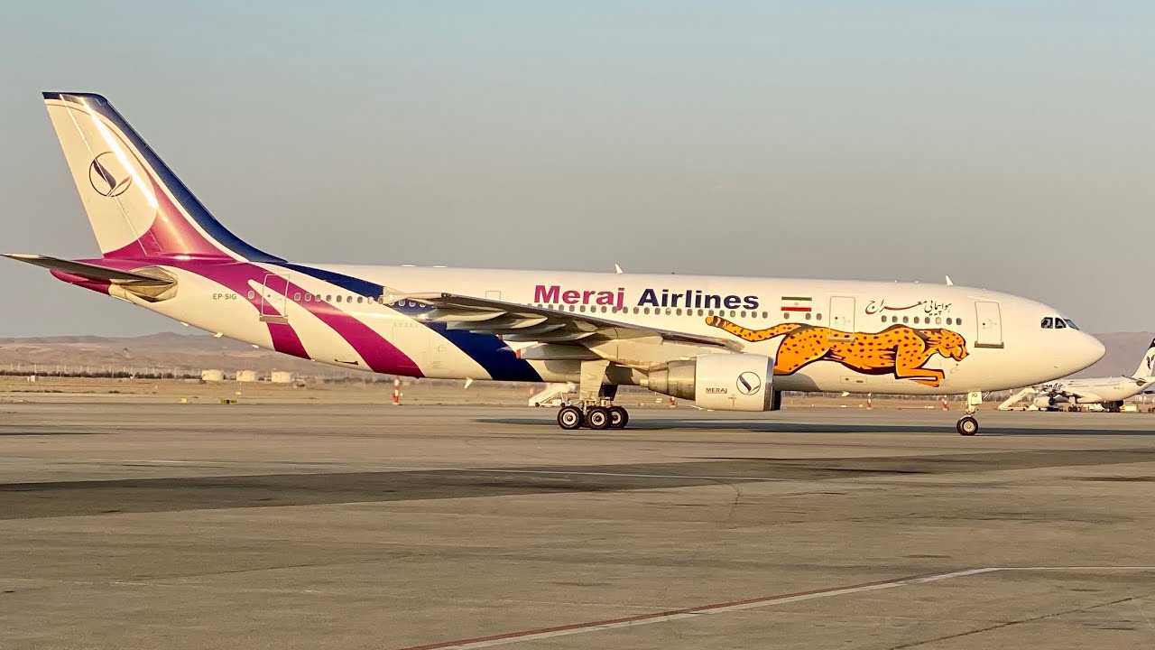 Meraj airlines Airbus A300-600 departing tehran international airport ...