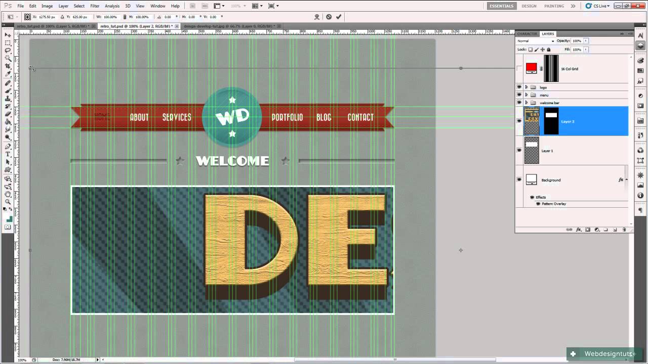 Design a Retro Layout in Photoshop: Welcome Section - YouTube