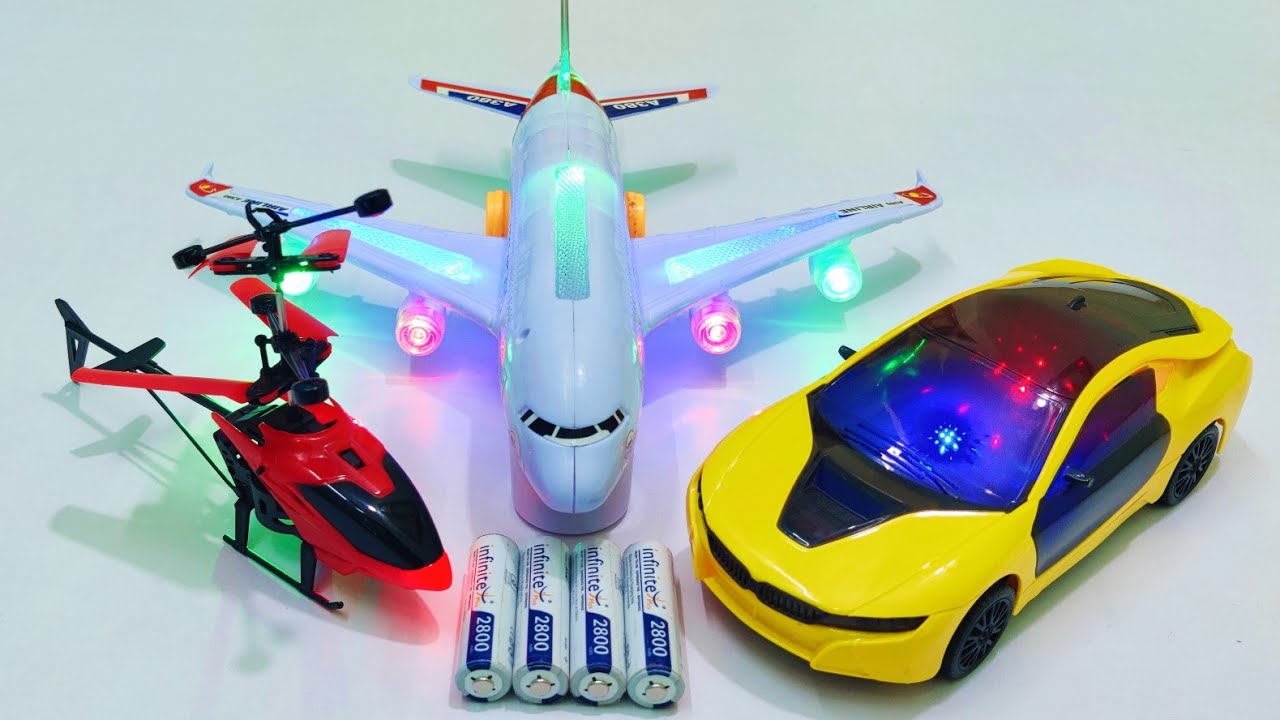 3D Lights Airplane A38O & 3D Lights Rc Car & Radio Control Helicopter ...