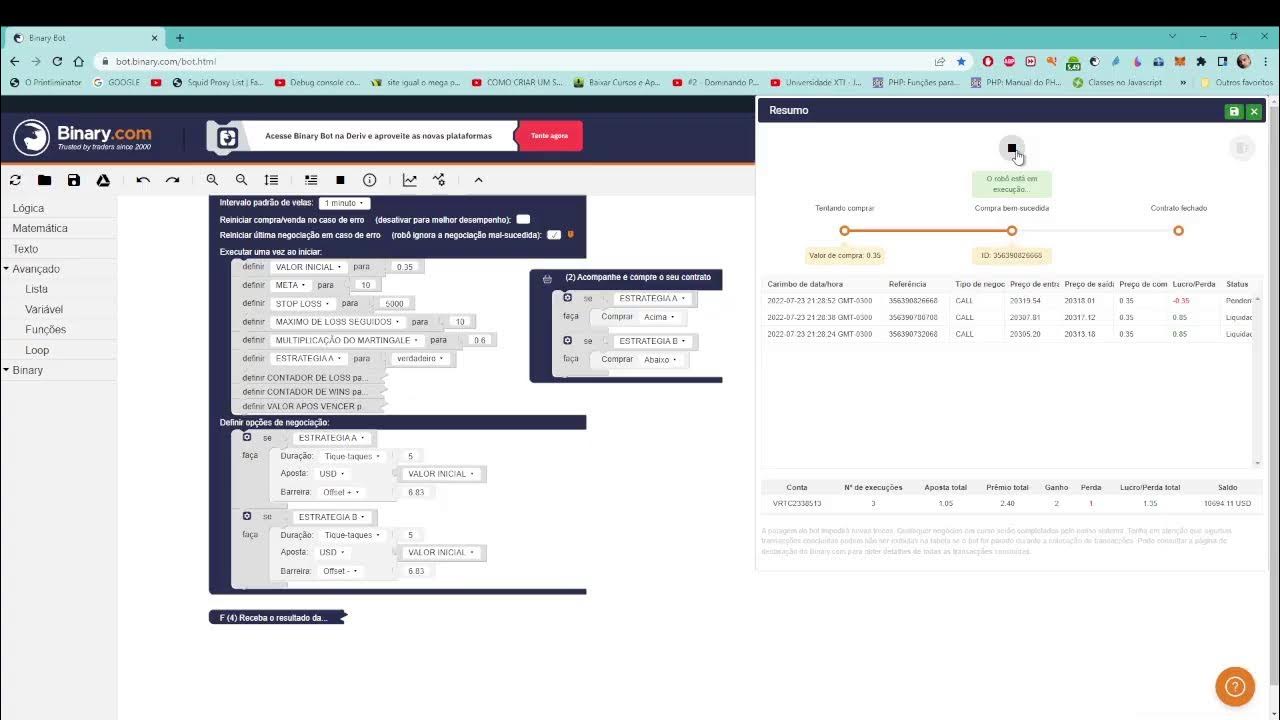 CRIANDO BOTS BINARY - AULA 72 - CRIANDO BOT COM 2 ESTRATEGIAS - YouTube
