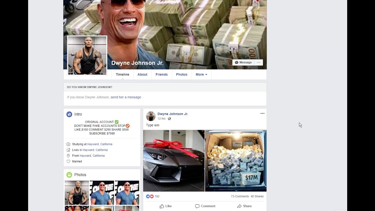 Millions of Facebook Users SCAMMED by Fake Dwayne Johnson (The Rock ...