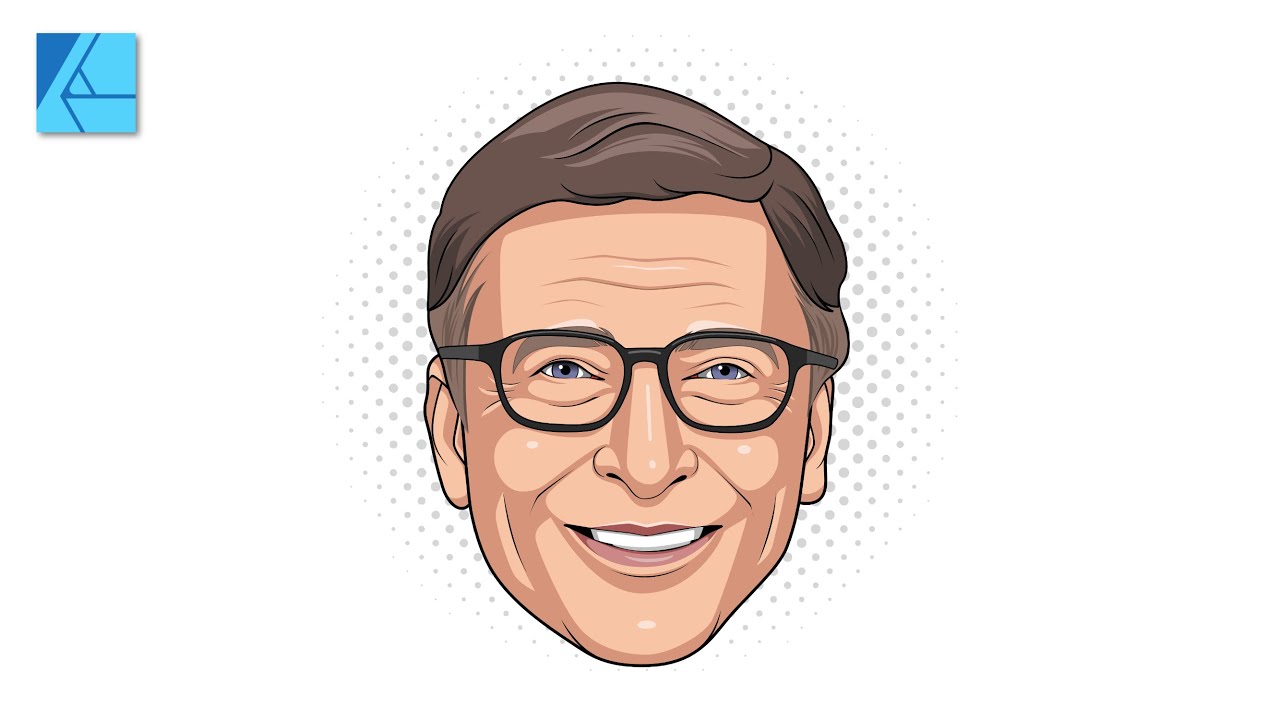 Bill Gates - Cartoon Speedart / Affinity Designer - YouTube
