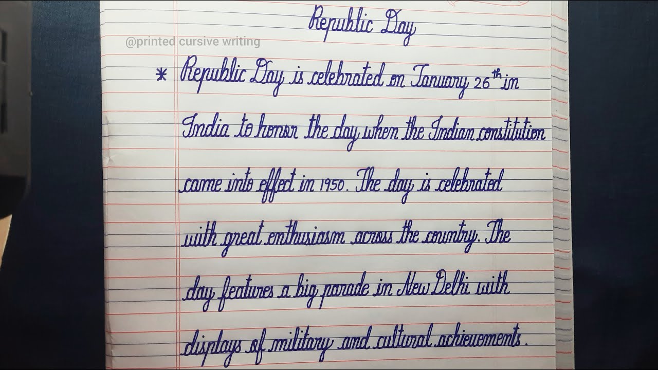 Few lines on Republic Day in cursivewriting #cursivehandwriting # ...