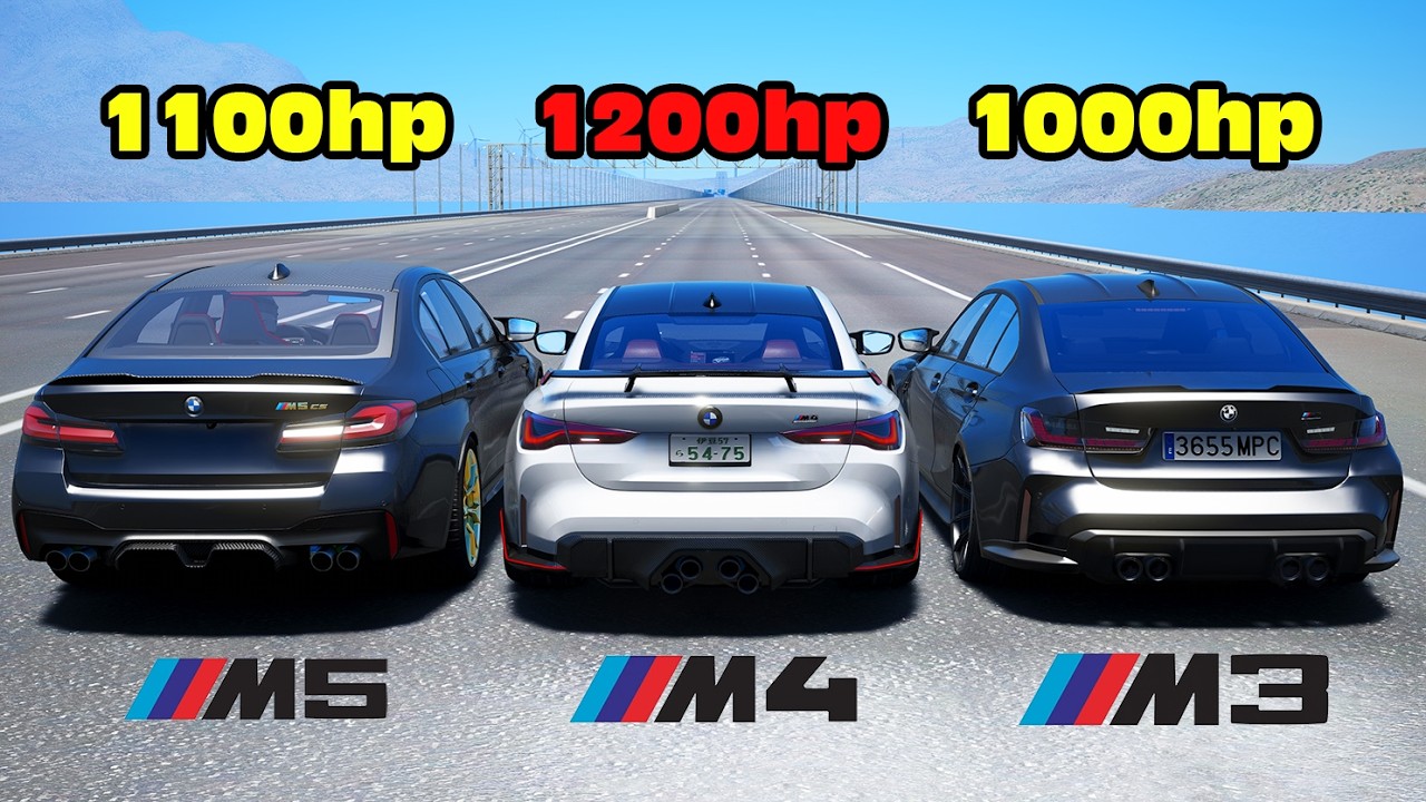 1000HP BMW M3 vs M4 vs M5 CS DRAG RACE - YouTube