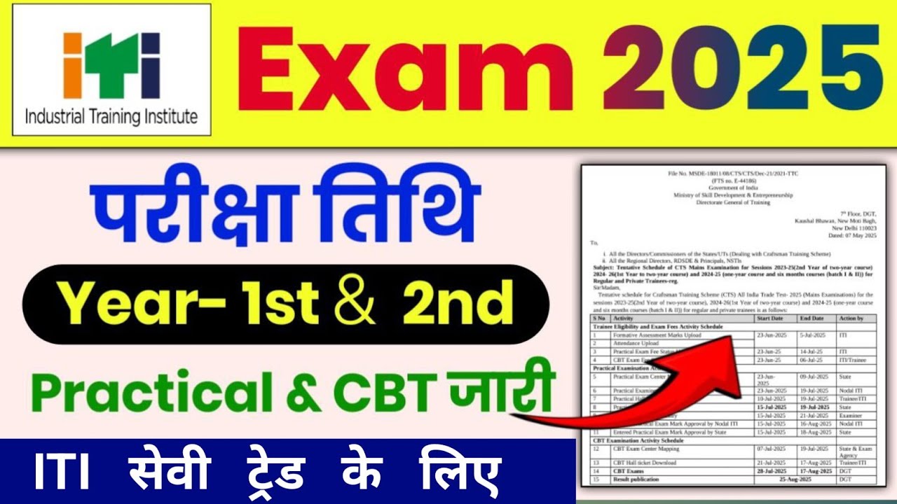 ITI Exam Date 2025 | ITI Exam Time Table 2025 | NCVT iTi Exam Date 2025 ...