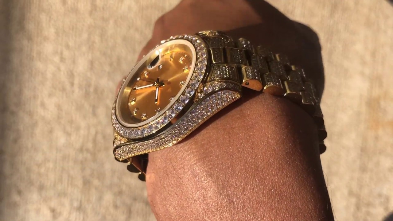 All Gold CZ Imperial Crown Watch - YouTube