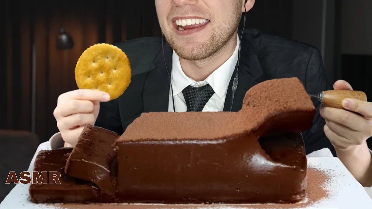 DARK CHOCOLATE PUDDING🍫| MUKBANG ASMR | NUTELLA & COOKIES CRACKERS ...