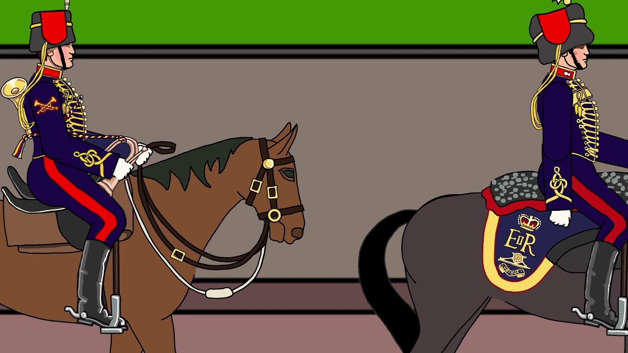 Officer, Trumpeter and Mounted Gunners of King's Troop RHA. - YouTube