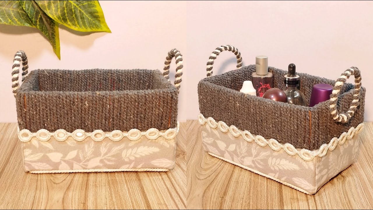 DIY💡MADE THIS BEAUTIFUL BASKET FROM CARDBOARD / DIY CRAFT IDEA /ROPE ...