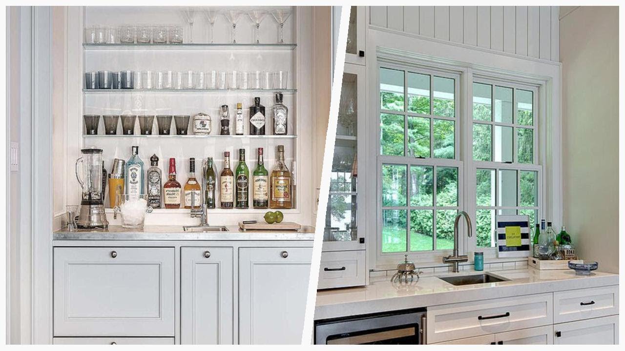 75 White Home Bar With White Cabinets Design Ideas You'll Love ☆ - YouTube