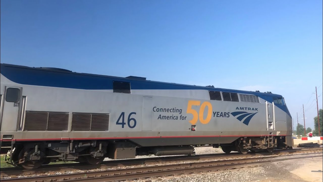 Amtrak 46, 50th anniversary unit leading - YouTube