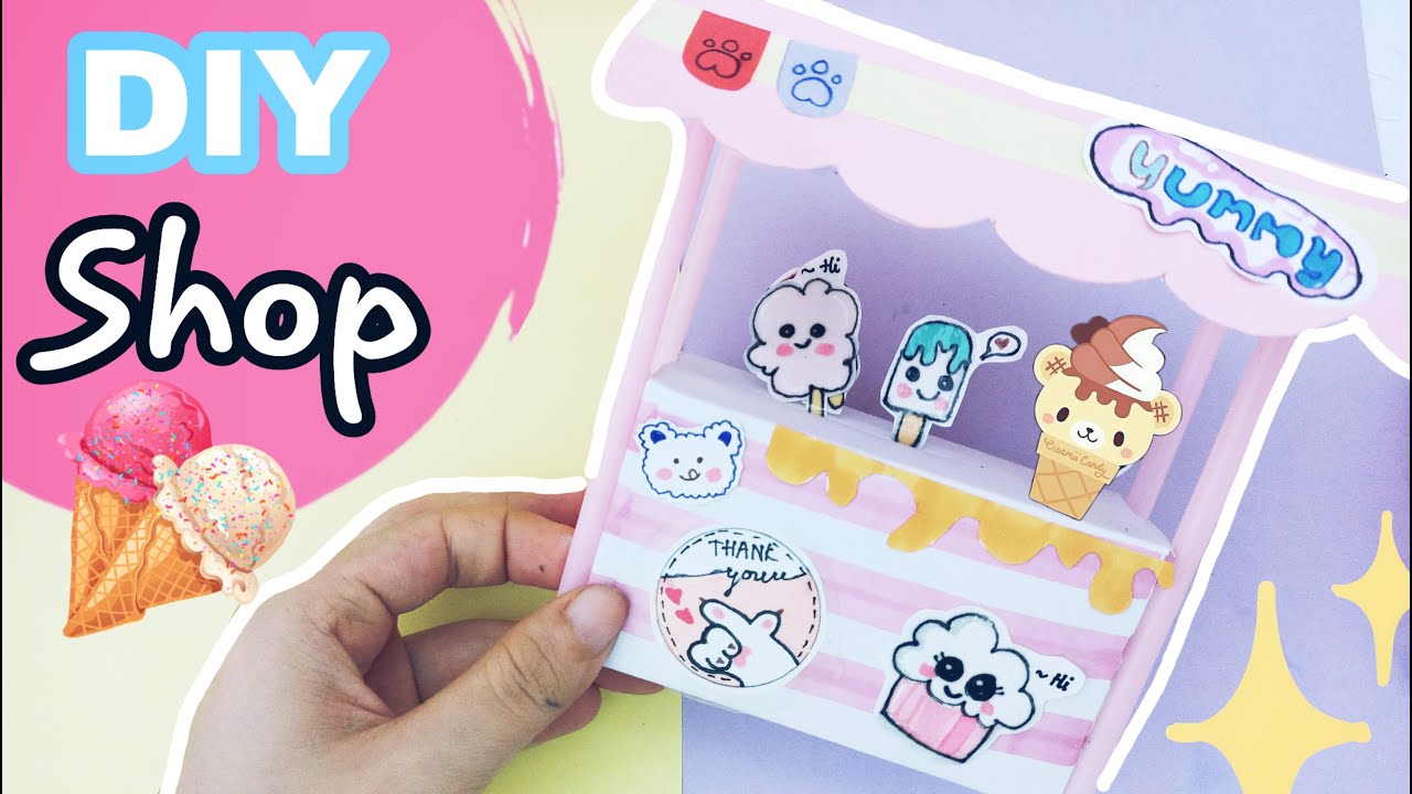 Hướng dẫn làm tủ decor bán hàng cute || How to make cute paper shop ...