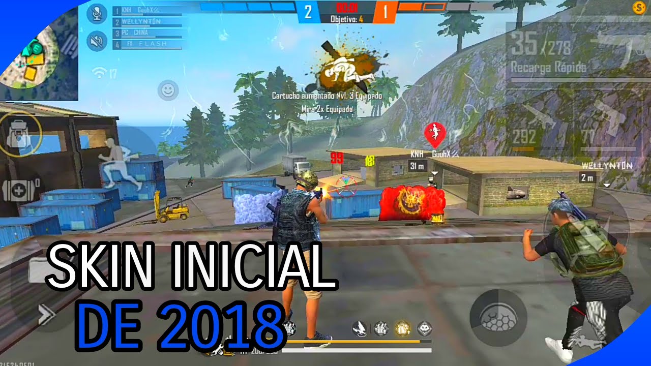 🚀JOGUEI COM A SKIN INICIAL DE 2018 E ... FREE FIRE - YouTube