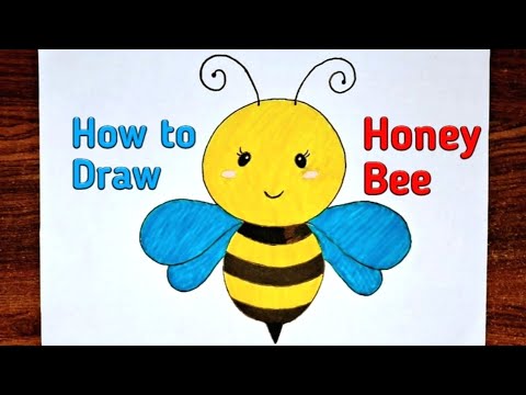 How to Draw Honey Bee | Easy Drawing for kids | Cute Honey Bee Drawing ...