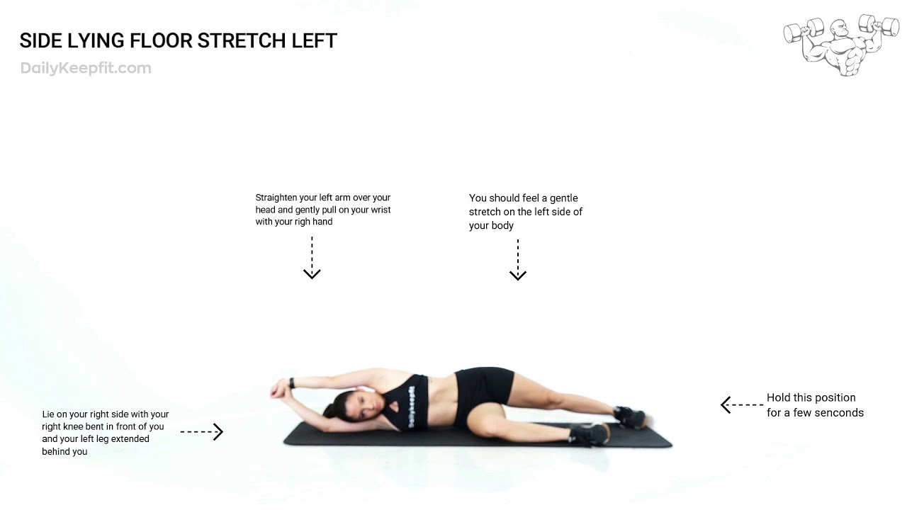 How To Do Side Lying Floor Stretch Left Correctly | Dailykeepfit | home workout - YouTube