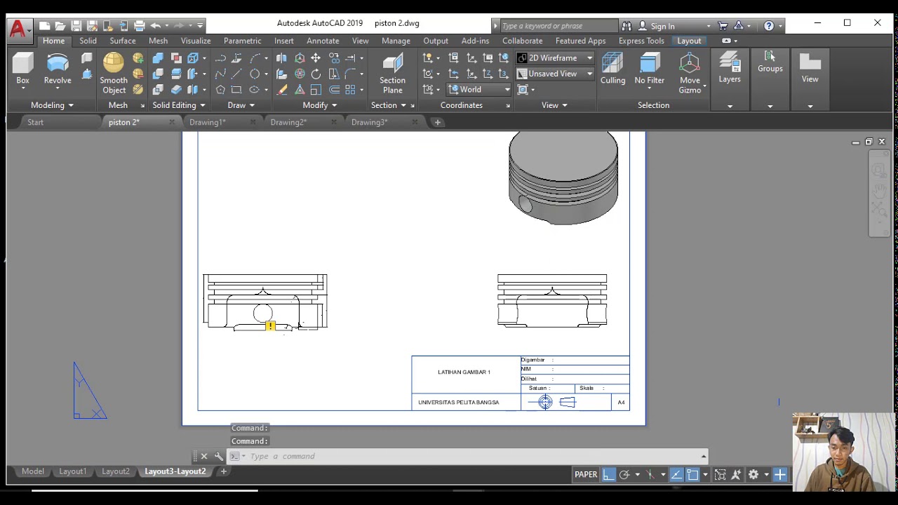 Cara membuat Piston di autocad - YouTube