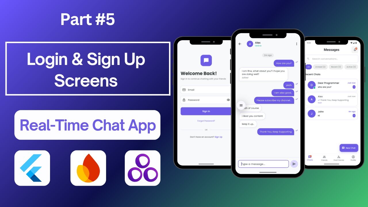 Part 5 — Login & Signup Screens — Real-Time Chat App with Flutter ...