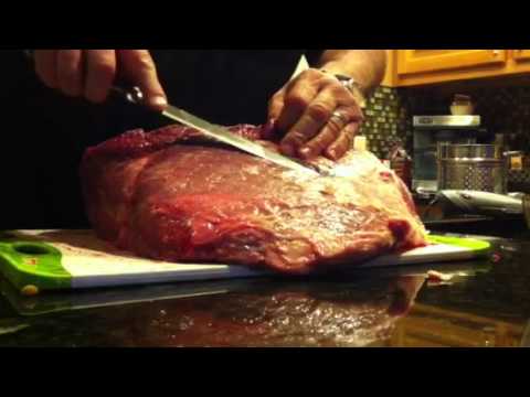 Trim a top round for the best roast beef. - YouTube