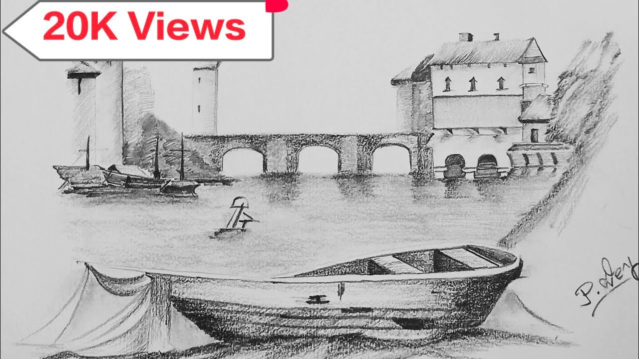 New Pencil Sketch Scenary|The Boat on the beach. ️ ️ ️ - YouTube