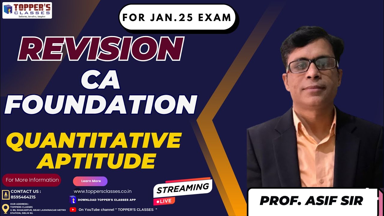 CA FOUNDATION / REVISION / STATS INDEX NUMBER (5 MARKS) / FOR JAN 25 ...