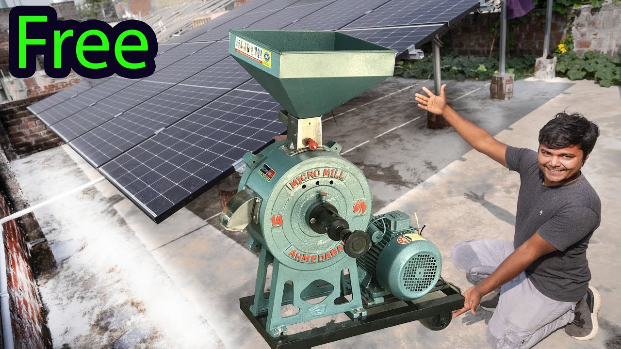 Solar Powered Flour Mill (आटा चक्की बिल्कुल फ्री में चल रहा है ) - YouTube