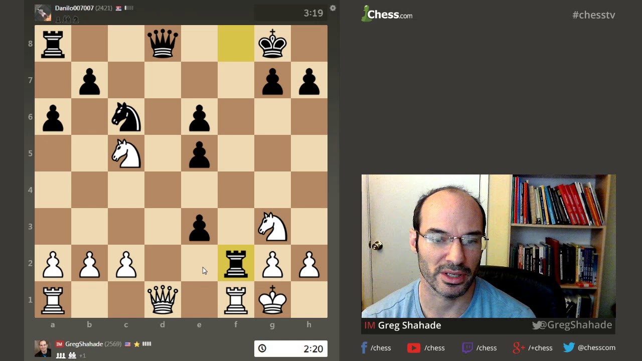 5 minute chess #703: IM Greg Shahade vs Danilo - YouTube