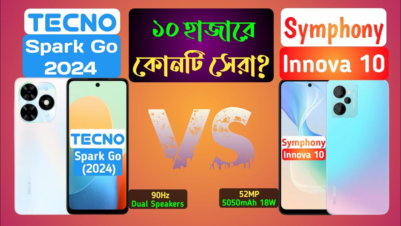 Tecno Spark Go 2024 Vs Symphony Innova 10 || ১০ হাজারে কোন ফোনটি নিবেন? Conpare || Akiqul Area ...