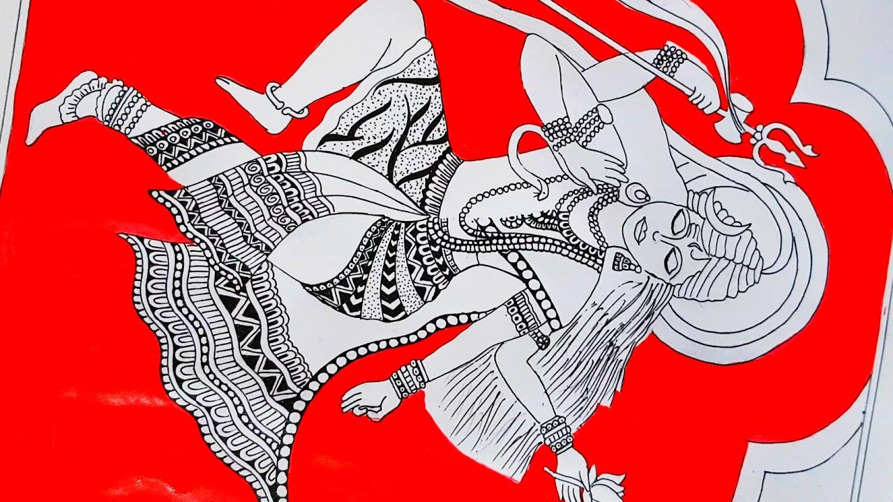 How to Draw Ardhnarishwar drawing | Kalamkari + Madhubani + Mandala | # ...
