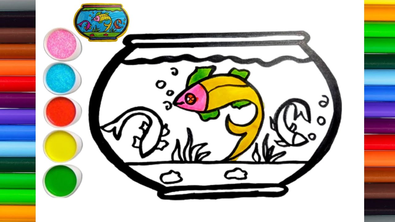 Fish Tank Drawing, painting and coloring for kids & Toddlers | How to ...