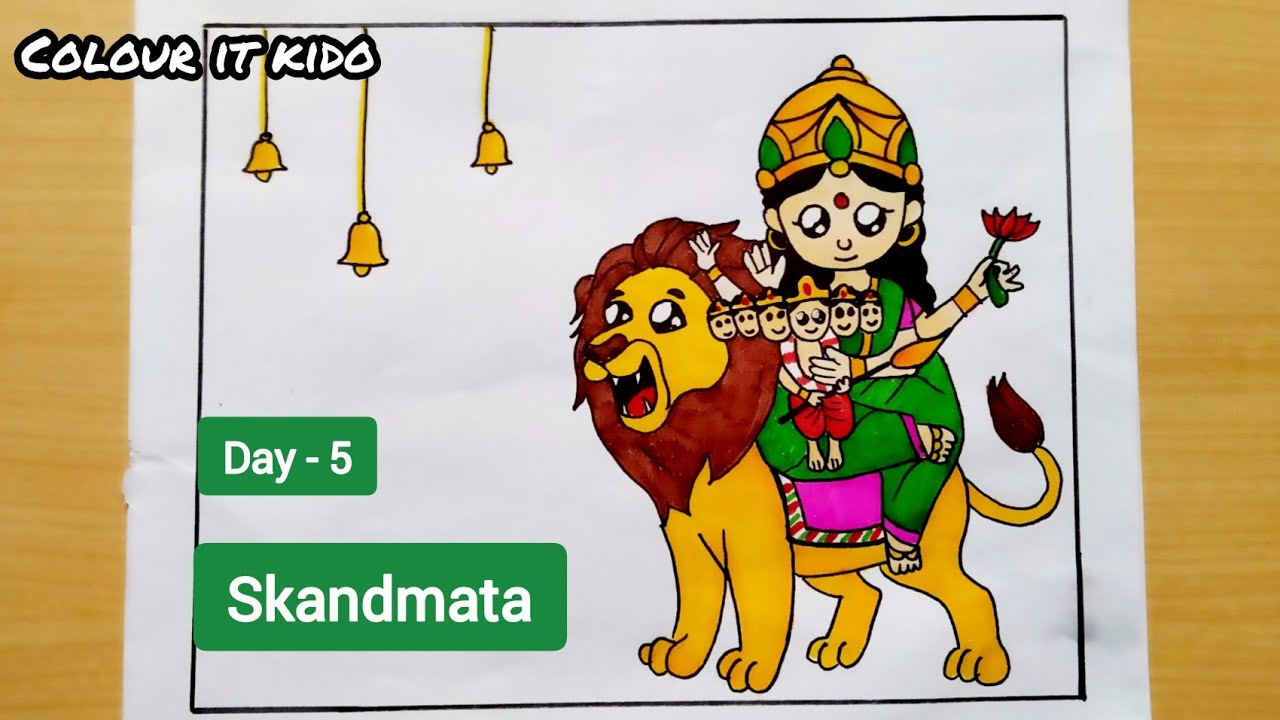 Skandamata Drawing | How to draw skandamata | Navratri Day 5 | Navratri ...