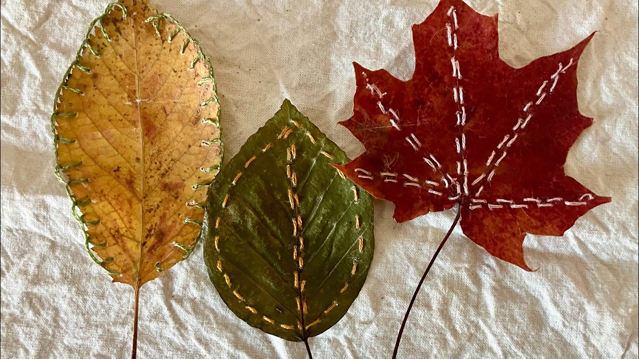 Slow Stitching Dried Pressed Leaves - #slowstitch #slowstitching # ...