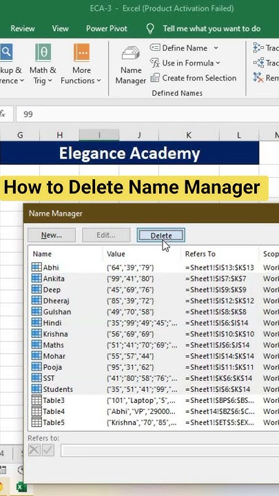 How to Delete Name Manager #excel #msexcel #shortsvideo #shorts #ytshorts #eleganceacademy # ...