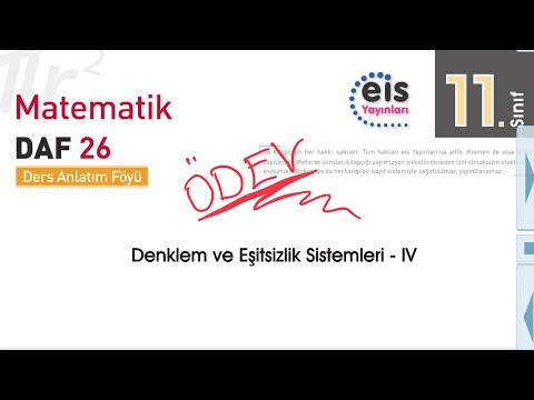 Denklem ve Eşitsizlik Sistemleri, 26. Föy Ödev, 11. Sınıf Matematik EİS Daf
