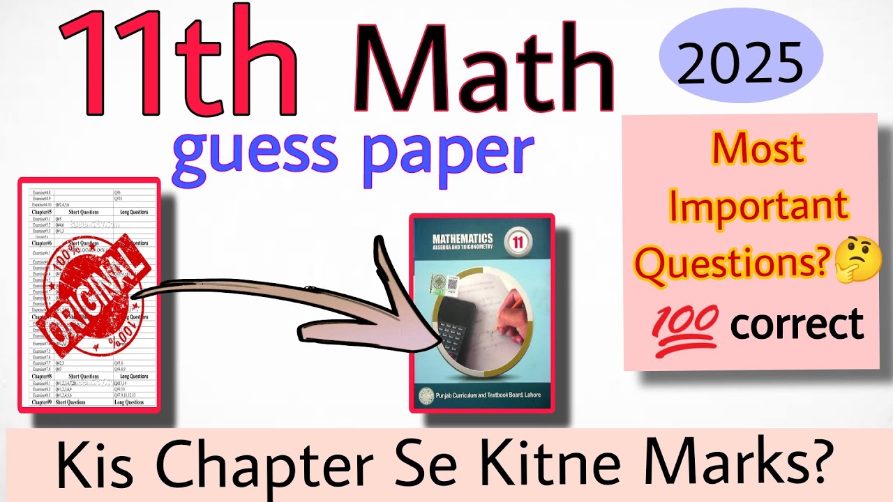 11th Class Math guess paper 2025 | Full Guess Paper & Marks ...