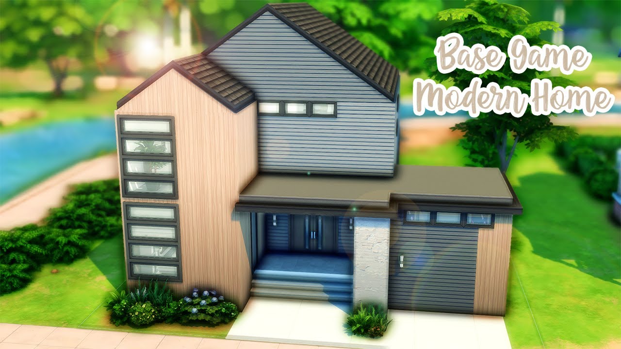 BASE GAME Modern Home 🏠💚 | The Sims 4 Speed Build with Ambient Sounds ...