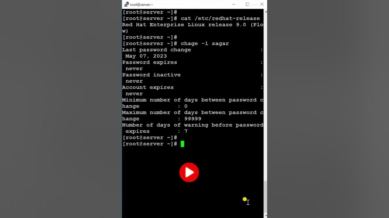 Chage Command π₯ In Linux Rhel Centos Ubuntu Linuxtraining Linux Linuxcommands Shorts