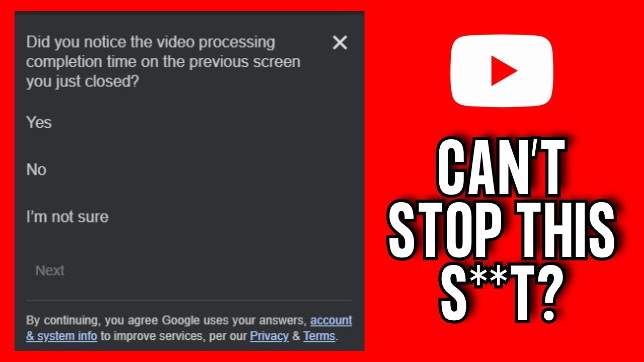 Fix YouTube Survey: Did you notice the video processing completion time ...