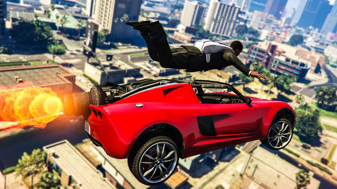 ROCKET CAR SKYDIVE STUNT! - (GTA 5 Stunts & Fails) - YouTube