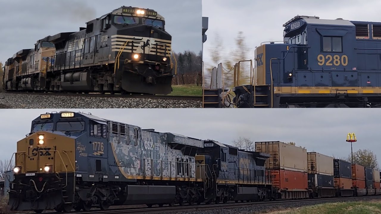 CSX 1776 Veterans Unit and C40-8 9280 on CSX I017! NS 309 with 5 ...
