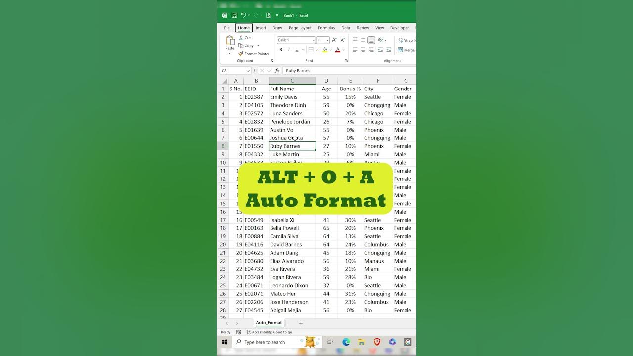 Auto Format Existing Data In Excel Shorts Exceltips Exceltech Smartphone Youtube