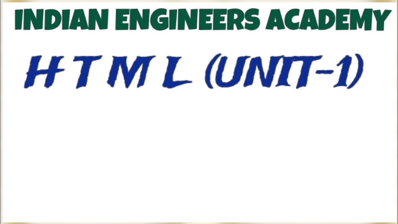 HTML(UNIT-1) - YouTube