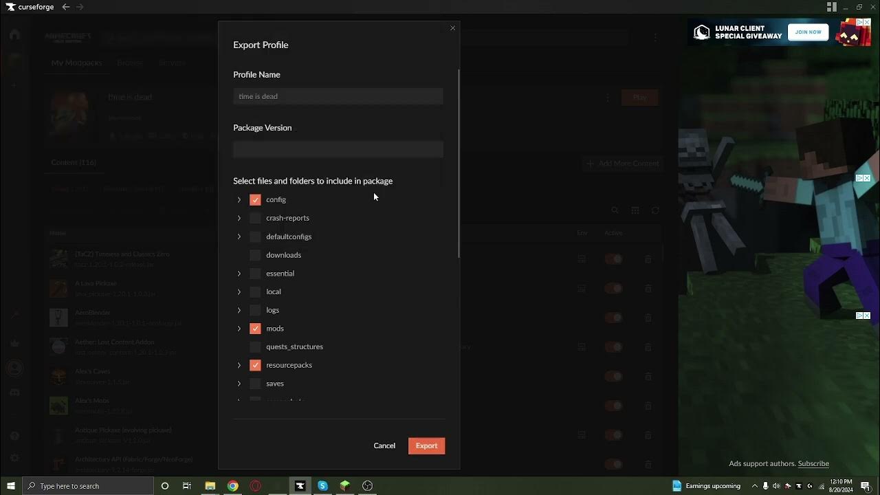 inport export tutorial curseforge - YouTube