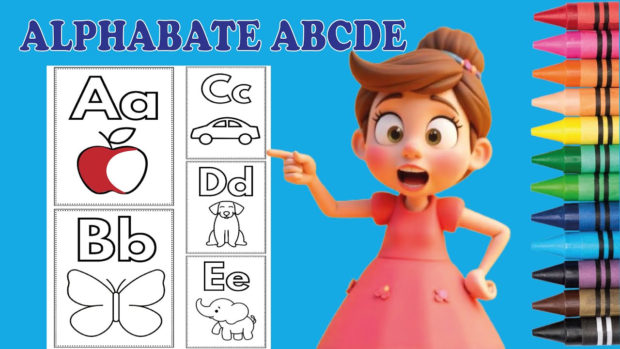 Letter ABCDE Color | Learn with Happy Coloring World | ABCDE Coloring ...